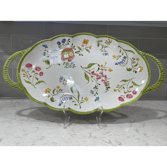 Shabby Chic | Dining | Serving Tray Platter Handles Scalloped Melamine ...